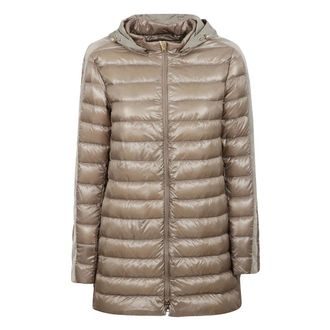 Herno Femme, Manteaux, Beige, Taille: 42 FR Veste &agrave; capuche &eacute;vas&eacute;e avec bandes lat&eacute;rales