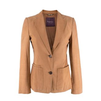 Asprey Tan Leather Single-Breasted Blazer Size XS
