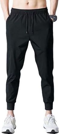 Generic Pantalon de costume fin et respirant pour homme - Pantalon l&eacute;ger d&eacute;contract&eacute; et confortable - Pantalon extensible avec cordon de serrage, Noir, 4XL