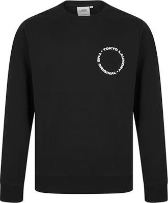 Tokyo Laundry Sweat-shirt à col rond en polaire pour homme avec imprimé au dos, noir profond, XL