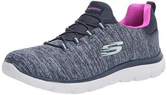 Skechers Baskets Athleisure pour Femme, Bleu Marine/Rose Vif., 11
