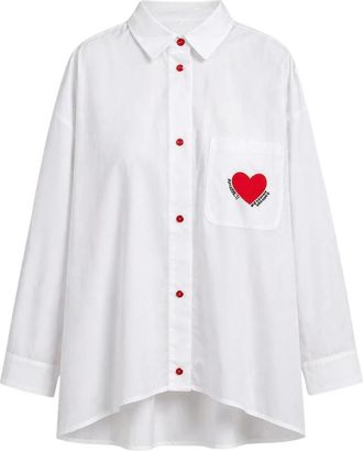 Alessandro Enriquez Femme, Blouses et Chemises, Blanc, Taille: 36 FR Camicia over decorazioni in contrasto