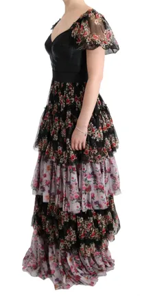 Dolce & Gabbana Womens Multicolor Silk Stretch Floral Shift Long Dress
