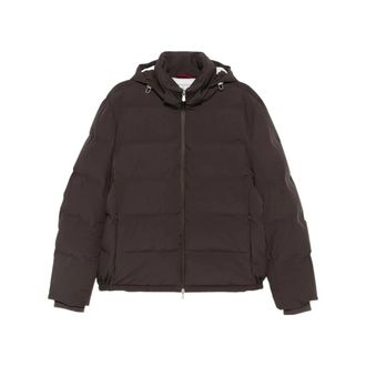 Brunello Cucinelli Stretch Bonded Nylon Daunenjacke - - Jackets - Herren - Braun - 2XL
