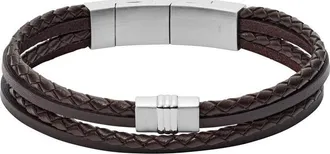 Fossil Armband Für Männer Casual Texture, Innenlänge 175mm~190mm Schwarzes Lederarmband, JF02934040