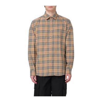 Burberry Homme, Chemises, Beige, Taille: XS Chemise en coton &agrave; carreaux pour homme