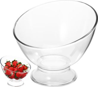 DOITOOL Abgewinkelte Kunststoffschalen, klare Servierschalen, japanische Salatschale, schräge Obstschalen, transparenter Eisbehälter, Multifunktionsschale für