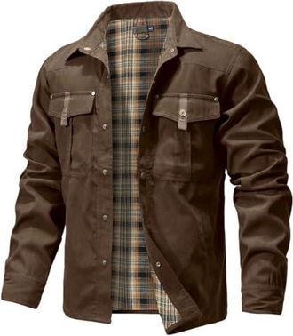 Generic Veste décontractée à boutons pour homme - Quatre saisons - Style décontracté - Style cowboy, marron, L