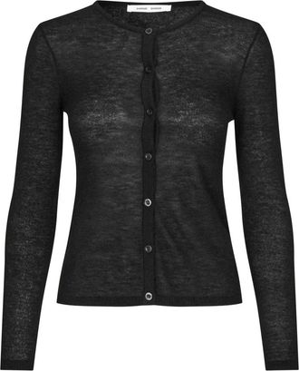 Sams&oslash;e & Sams&oslash;e Femme, Pulls, Noir, Taille: 40 FR Gilet en maille semi-transparente