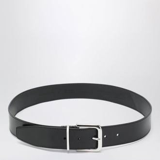 Frankie Shop Sarno G&uuml;rtel aus glattem schwarzem Leder mit silberfarbener Schnalle
