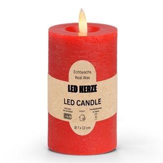 Matches 21 LED Stumpenkerze aus Echtwachs mit Timerfunktion & Fernbedienung - Kerze realistisch flackernde Flamme warmwei&szlig; &Oslash; 7 x 12 cm - Elektrische Wachskerze i