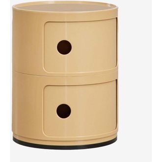 Sklum Runder Nachttisch &Oslash;30 cm mit Regalen Babel Leichter Senf 2 Schubladen