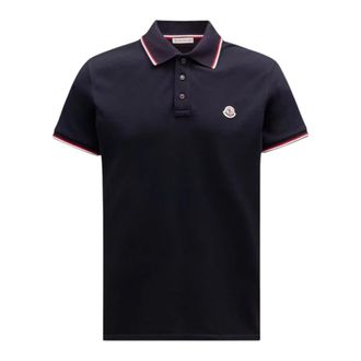 Moncler Polo-Shirt mit gestreiftem Besatz - - Tops - Herren - Blau - L