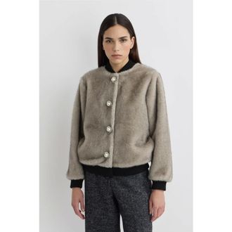 Manoush Femme, Vestes, Beige, Taille: 38 FR Vison Jacket