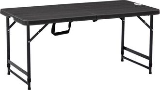 OUTSUNNY Table de jardin pliable 4 personnes table de camping pliable hauteur r&eacute;glable acier &eacute;poxy plateau HDPE aspect bois gris