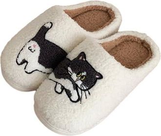 Generic Chaussons en Fourrure Créatifs et adorables motifs de chats et de chiens Confortables chauds et doux Semelles antidérapantes Unisexes Décontractés cha