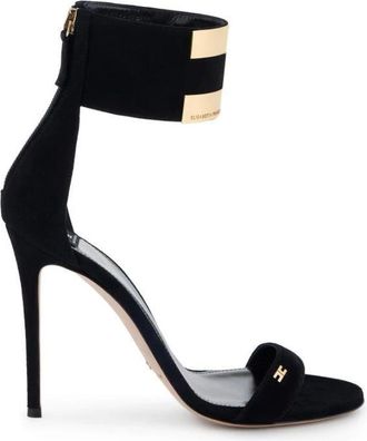 Elisabetta Franchi Femme, Chaussures, Noir, Taille: 39 EU Sandales en daim avec logo bijou