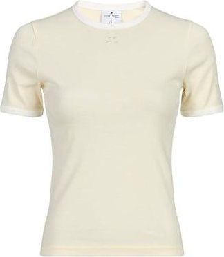 Courr&egrave;ges T-shirt Signature contrast droit col rond en coton