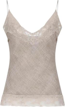 Ermanno Scervino Spitzenbesetztes V-Ausschnitt-Camisole-Top - - Tops - Damen - Beige - XS