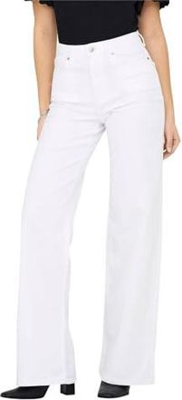 Only Only Jeans ONLMADISON pour Femme &agrave; Jambes Larges - Taille Haute - Coupe Large, Blanc., L / 32L