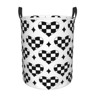 Generic Herzen Schwarz Wei&szlig; W&auml;schek&ouml;rbe Rund Aufbewahrungskorb Stehender W&auml;schetonne F&uuml;r Spielzeug W&auml;schesack Decken