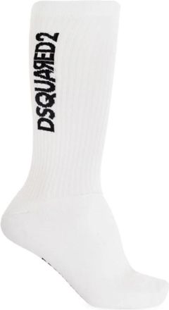 Dsquared2 Wei&szlig;e/schwarze Baumwollmischsportsocken - - Underwear - Herren - Wei&szlig; - L
