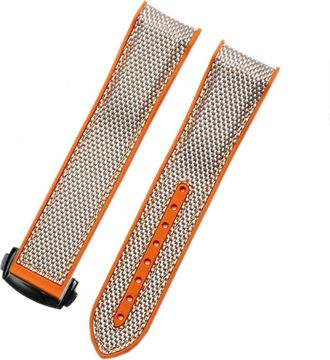 Generic Uhrenarmband für Omega 300 600 Planet Ocean Faltschließe Silikon Nylonband Zubehör Bandkette