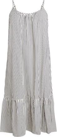 Zizzi Robe midi à rayures pour femme - Grandes tailles - Bretelles spaghetti - Taille 42 à 60, noir/rayures, 48-50 grande taille