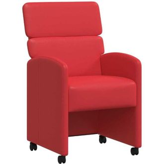 vidaXL Esszimmerst&uuml;hle mit Rollen 2 pcs Rot 58 x 65 x 98 cm Kunstleder vidaXL