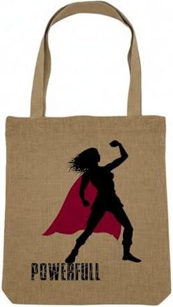 Fabulous Sac Shopping Tote Bag Aspect Lin - Powerfull Super H&eacute;ros Cape Rose Maman Fille - Sac de Courses Toile Epaisse 360g Beige Naturel Cabas Port&eacute; Epaule So