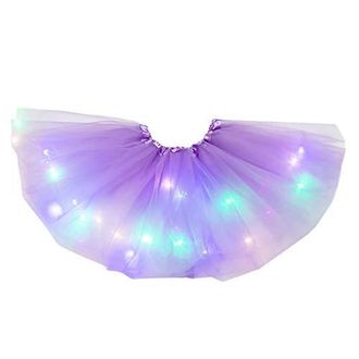 Generic Jupe tutu LED en tulle pour femme - Mini jupe courte avec paillettes - Robe de danse - Robe de bal pour carnaval, f&ecirc;te, ballet, danse - Costume dHallo