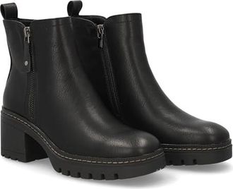 Shoes & Blues Bottine à talons avec imprimé uni pour femme pour un usage quotidien, fermeture éclair intérieure, idéale pour la saison hivernale dautomne., Noir, 37