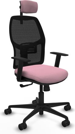 Piqueras y Crespo Alfera Neigbarer Schreibtischstuhl mit 1D-Armen, h&ouml;henverstellbare Lendenwirbelst&uuml;tze und h&ouml;henverstellbares Kopfteil, Schwarz/Rosa