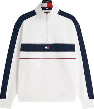 Tommy Jeans Homme, Sweatshirts et sweats &agrave; capuche, Blanc, Taille: XL SweaT-shirt Color Block Zipp&eacute; au 1/4