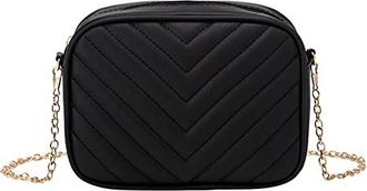 Generic Sac &agrave; bandouli&egrave;re tendance pour femme avec motif &agrave; rayures &eacute;l&eacute;gant et design fonctionnel en cha&icirc;ne pour un compagnon &eacute;l&eacute;gant au quotidien, Noir, Taill