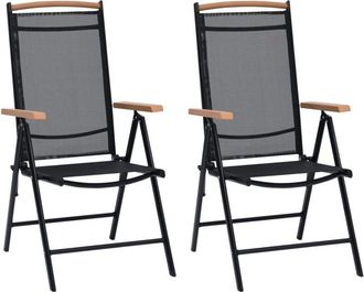 vidaXL Vidaxl - Chaises de jardin pliables 2 pcs aluminium et textil&egrave;ne noir