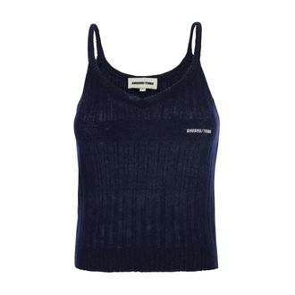 Shushu/Tong Top mit B&uuml;rstungseffekt und Logo-Schriftzug - - Tops - Damen - Blau - 2XS