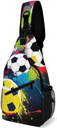 Generic Sacoche Bandouliere Ballon de football avec des &eacute;claboussures de peinture color&eacute;es L&eacute;ger Sac &agrave; Bandouli&egrave;re Durable Sac DEpaule pour Cyclisme Randonn&eacute;e