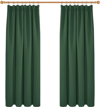 Deconovo Gardinen Blickdicht Verdunkelungsvorh&auml;nge Dicke Thermovorh&auml;nge mit Kr&auml;uselband, 183x168 cm(H&ouml;hexBreite), Waldgr&uuml;n, 2er Set