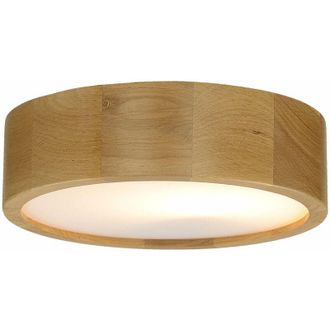 Licht-Erlebnisse Plafonnier dint&eacute;rieur Arbaro de forme ronde en bois de ch&ecirc;ne dans un style moderne E27 &Oslash;27cm - Ch&ecirc;ne