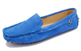 Minitoo Chaussures Confort Suede Loafers Mocassins Ete Plates Bleu EU 38