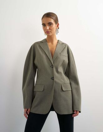Topshop Co-ord-Blazer mit ovalen &Auml;rmeln und weicher Silhouette-Neutral