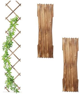 Relaxdays Rankgitter ausziehbar, 3er Set, 180x30 cm, Holz, Wandmontage, Rankhilfe Kletterpflanzen, Holzgitter, geflammt
