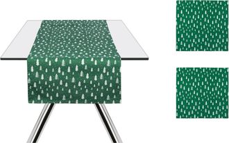 Excelsa Green Winter Set Tischl&auml;ufer und 2 Servietten aus 100 % Baumwolle, gr&uuml;n mit wei&szlig;em Tannen-Motiv, Tischl&auml;ufer 145 x 45 cm, Servietten 45 x 45 cm, Weihn