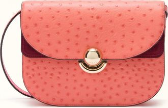 Furla Sfera Umh&auml;ngetasche S Aperitivo Orange Kalbsleder Mit Strau&szlig;enleder-print + Wildleder Damen