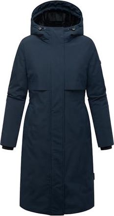 Navahoo Manteau long parka chaude pour femme avec grande capuche et d&eacute;tails magn&eacute;tiques m&eacute;lodie de glace 14 S &agrave; 3XL, bleu marine, XL