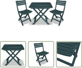 vidaXL Chaises de jardin - Ensemble de bistro pliable 3 pcs Plastique Vert