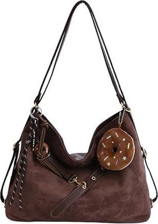 Generic Sac fourre-tout tendance en daim pour femme - Grande capacité - En cuir souple - Pour voyage, université, travail, sac à main décontracté rétro, 002-m