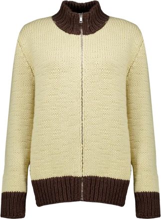 Prada Woll-Rei&szlig;verschluss-Strickjacke - - Knitwear - Damen - Beige - XS