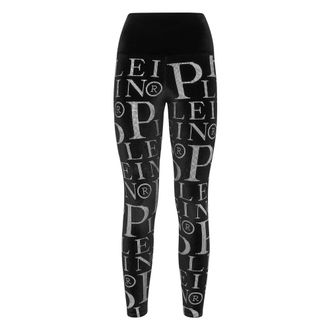 Philipp Plein Femme, Pantalons, Noir, Taille: 40 FR Velvet Leggings Stones All Over